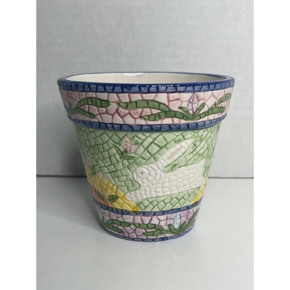 3D Rose | Other | Vintage Bloom Rite Planter Pink 3d Mosaic Easter ...